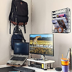 Spacrea Hanging File Holder Organizer - 6 Tier Wall Mount File Organizer, Hanging Wall File for Office, School or Home (Black)
