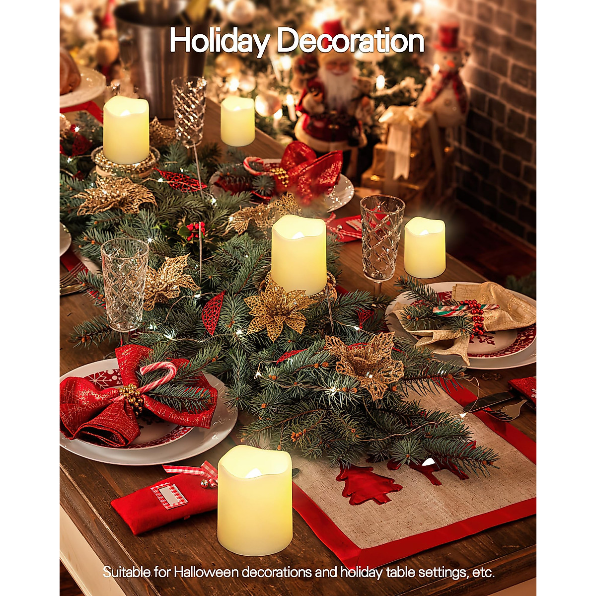 SHYMERY Flameless Votive Candles,Lasts 2X Longer,Battery Operated LED Tea Lights with Warm White Flickering Light,Small Electric Fake Tea Candle Realistic for Wedding,Table,Outdoor,Pack of 12