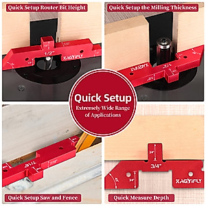 KAGYIFLY Setup Blocks Woodworking, 14pcs Aluminum Setup Blocks Height Gauge Set for Router Table Saw and Angle Measure Set up (Each Setup Bars has Different Thickness)