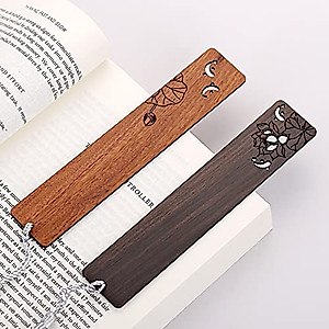 2 Pieces Wood Bookmark for Men Women Book Lovers,Handmade Natural Wooden Carving Bookmarks Box Set ,Unique Gifts for Holiday, Birthday , Teachers Appreciation