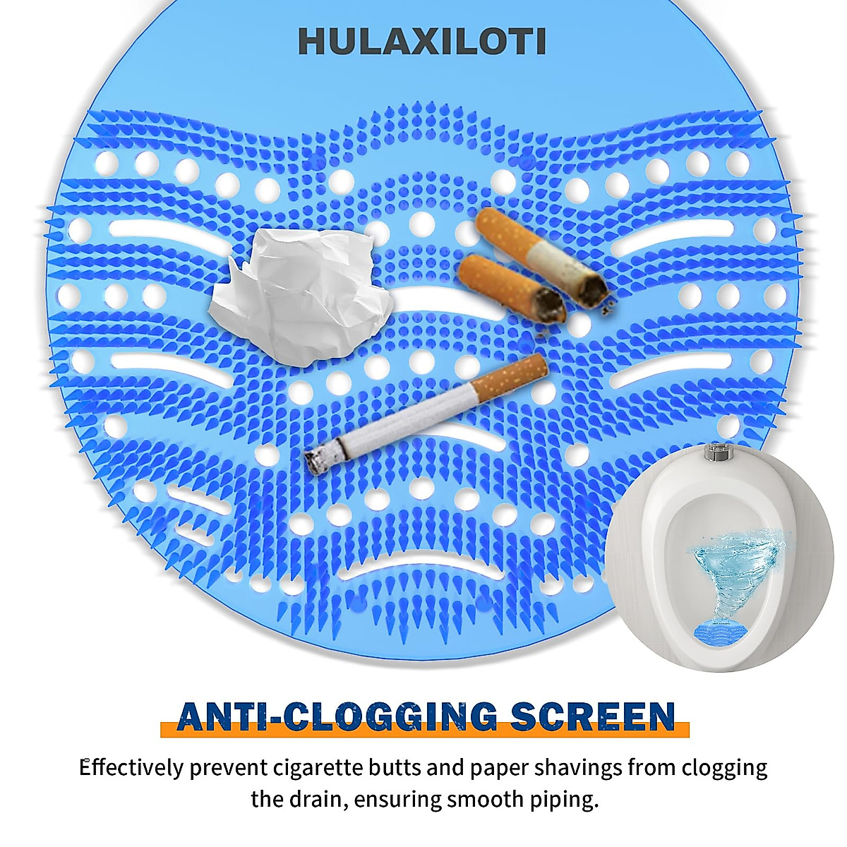 Urinal Screen Deodorizer(50 pack), Anti-Splash Urinal Screens Cakes with Long-Lasting Fragrance for Men Toilet Bathroom Airport Office Mall Hotel (25 Blue, 25 Orange)