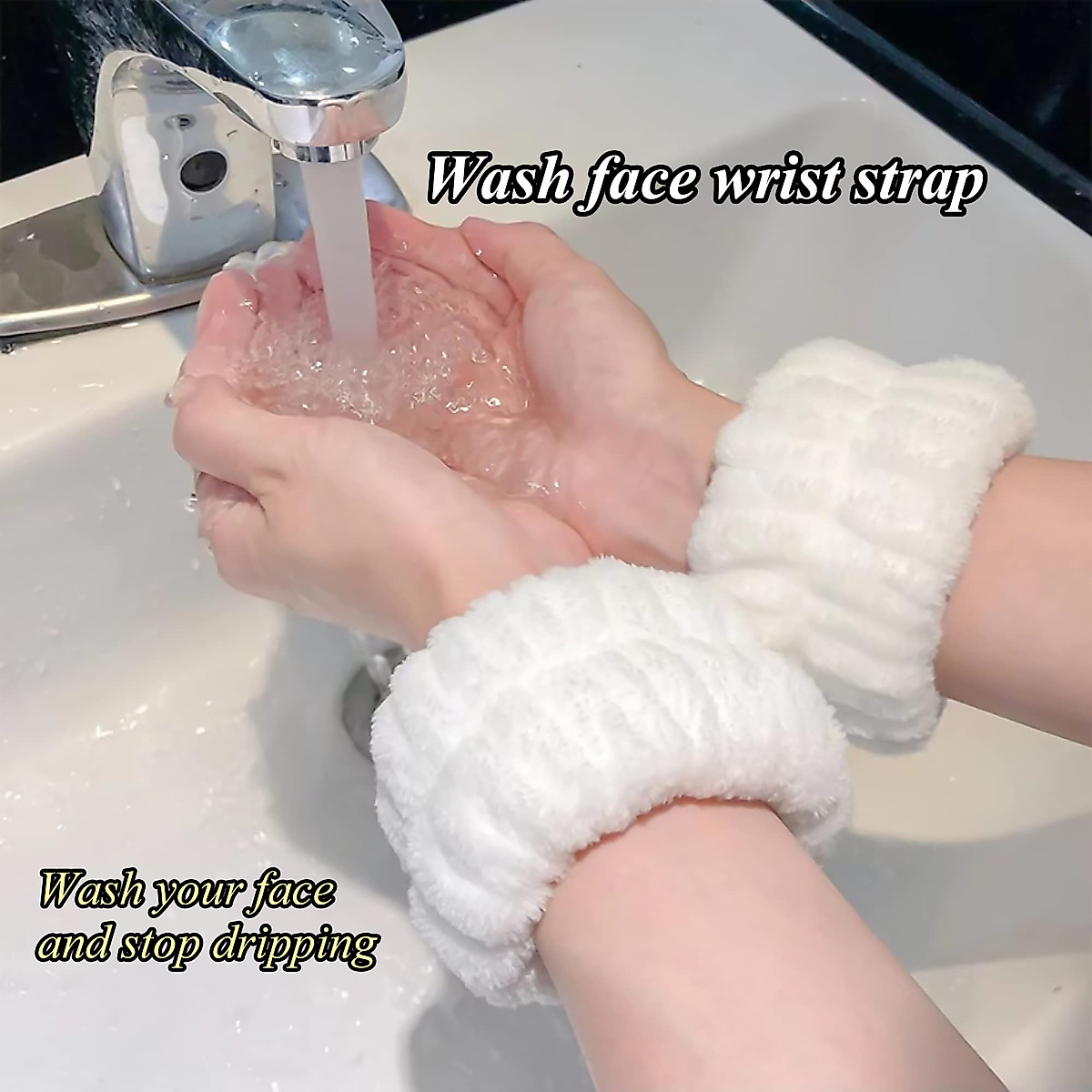 6 PCS Face Washing Wristbands for Washing Face Microfiber Wrist Wash Band Towel, Reusable Sweatband Makeup Skincare Yoga Sports Prevent Liquids Spilling Down Arms for Women Girls