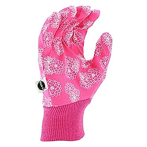 Miracle-Gro MG64002-WML Lightweight Canvas Gardening Gloves – Floral Print, Medium-Large, Women’s Polycot Work Gloves with Knit Wrists