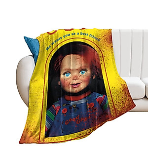 Childs Play Chucky Printed Flannel Blanket Lightweight Throw Blanket Ultra-Soft Micro Fleece Blanket Seasons Warm and Comfortable Plush BlanketTugeibec 30"x40"