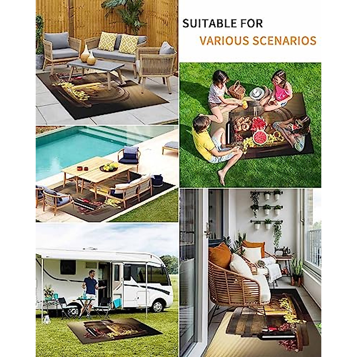 Outdoor Rug Mats,Cask Barrel Wine Glass Fruit Grape Indoor Area Rugs RV Camping Rugs Outside Mat 4x6ft,Floor Carpet for Patio Porch Deck Backyard Picnic Balcony Farmhouse Cellar Wooden Table
