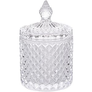 BAFAFA 1pcs Size Large Covered Toothpick With Jar Candy for Bootle Restaurant Store Bowl Glass Bootle, Candies Lids Transparent Crystal Weave Cylinder Sugar Home Cookie Snacks Jars (Color : Picture 1