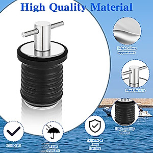4 Pcs Boat Plug T Handle Boat Drain Plug for 1 Inch Diameter Drains Stainless Steel Handle Boat Drain Twist Plug Marine Boat Rubber Plug Accessories