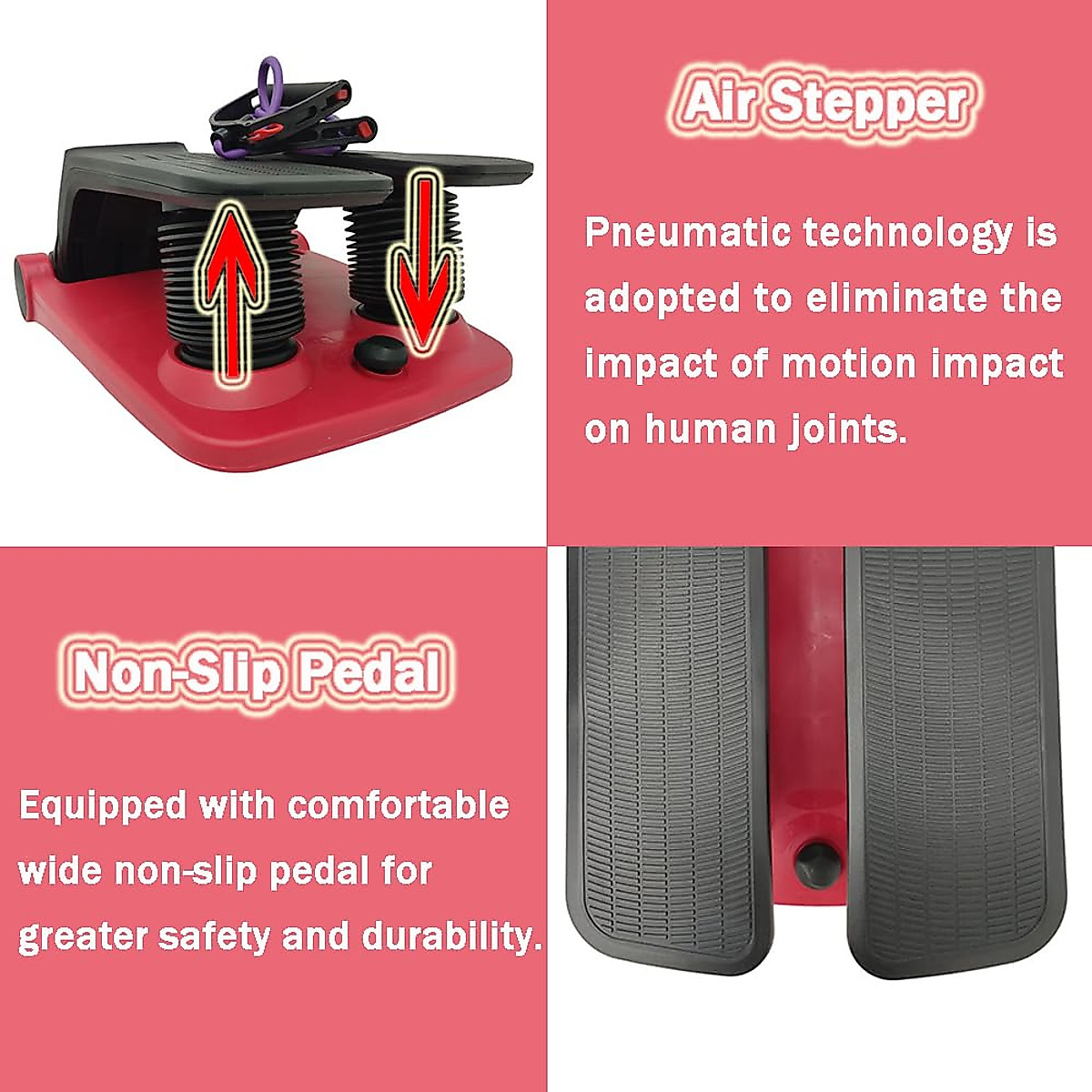 INTBUYING Steppers for Exercise Stair Stepper Stepper Climber Fitness Machine with Resistance Bands Stair Stepper Exercise Equipment Mini Stepper with 220LB Loading Capacity