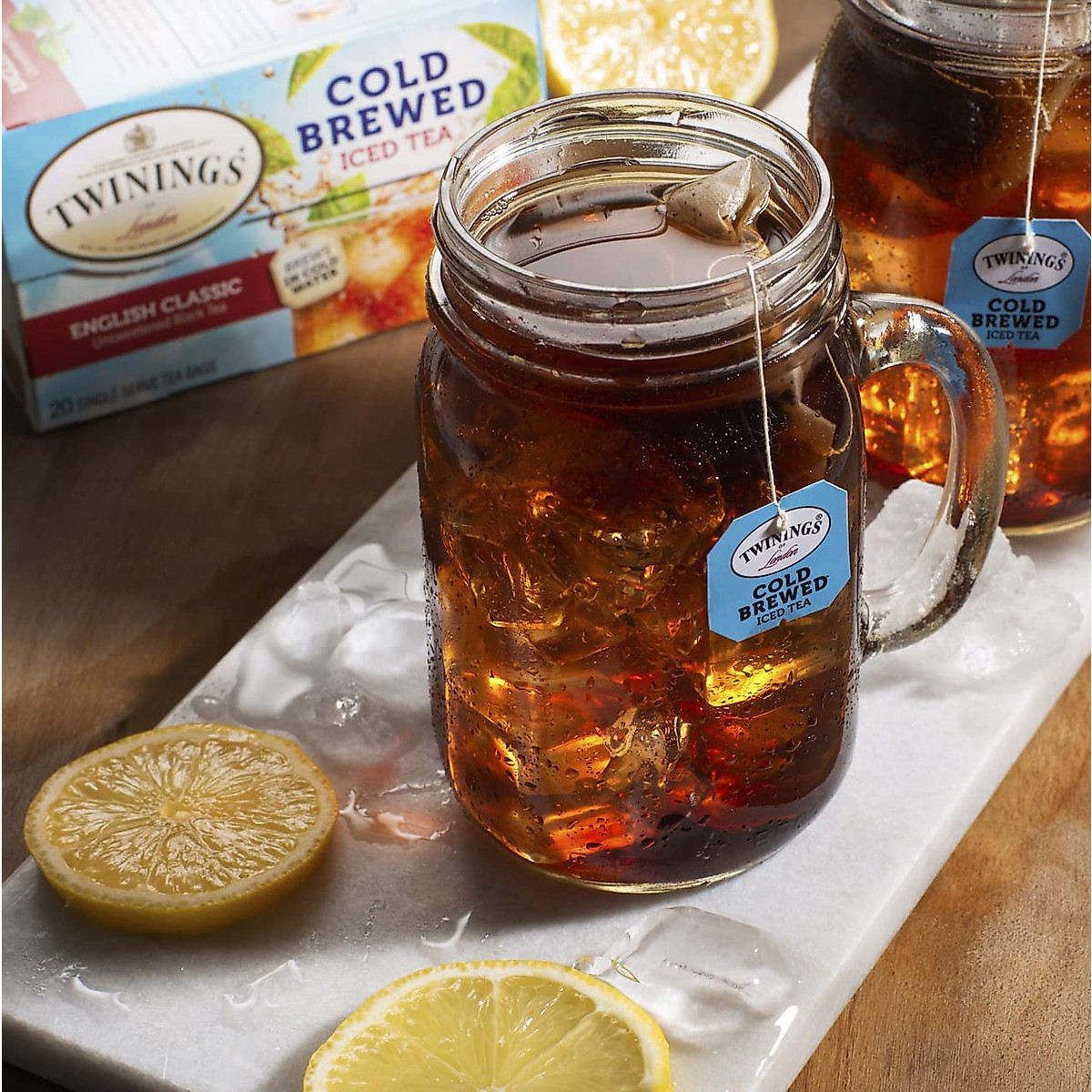 Twinings Cold Brewed Iced Tea Bag Variety Sampler (Pack of 40) with By The Cup Sugar Packets