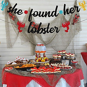 She Found Her Lobster Banner for Friends Theme Bridal Shower Bachelorette Bridal to Be Wedding Engagement Final Fiesta Hen Party Supplies Black Glitter Decorations