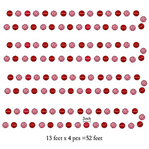 Decor365 Glitter Red Circle Dots Garland Kit for Party Hanging Decoration/Streamers/Backdrop/Banner/Garlands/Photo Booth Decor for Chinese New Year Celebration/Birthday/Wedding/Valentines/Engagement
