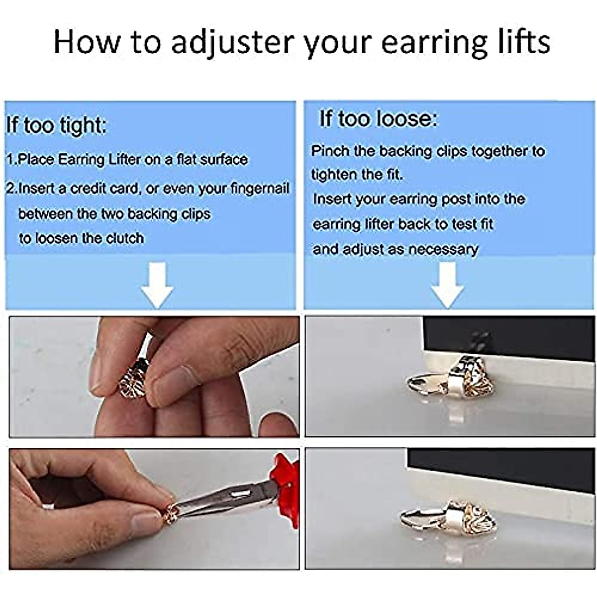 3 Pairs Earring Lifters,8MM Hypoallergenic Earring Backs for Droopy Ears,Adjustable Crown Earring Backs for Heavy Earring (8MM 2silver +1gold)