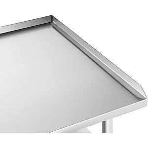 Express KitchQuip Commercial Work Table with Backsplash and Sidesplashes with Casters | NSF (Stainless Steel Table with Sideguards + casters) (96" Long x 30" Deep)