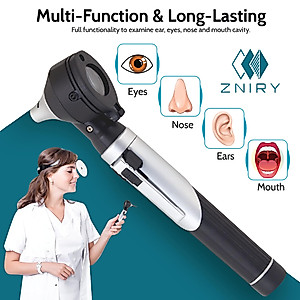 Zniry Fiber Optic Mini Otoscope - Ear Scope with Light, Ear Infection Detector (Black Color) Reguler
