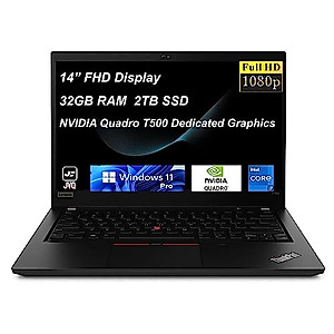 lenovo Newest ThinkPad P14s Gen 2 14" FHD (Intel Core i7-1165G7, 32GB RAM, 2TB SSD, T500 Graphics) Mobile Workstation Business Laptop, Anti-Glare, Backlit, Fingerprint, Win 11 Pro, Black