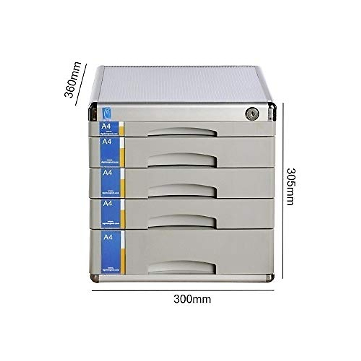 LEYT Flat File Cabinet, Drawer Organizer Lockable, for Office Supplies Storage, Aluminum Alloy - Grey