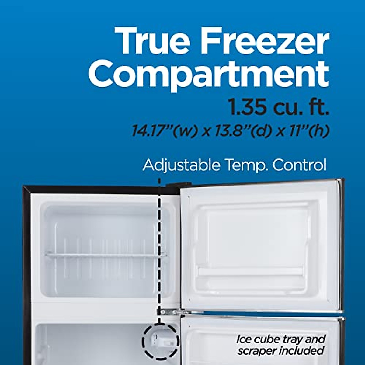 Commercial Cool CCRRD45HB 4.5 Cu. Ft True Freezer, Vintage Style, Retro Fridge with 2 Slide-Out Glass Shelves,Black Refrigerator