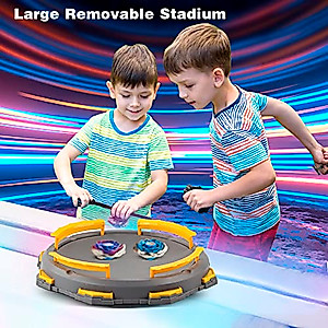 WNSULL Bey Stadium Metal Fusion Set-Battle Game with 1Stadium, 6 Battling Top Toys and 2 Launchers-Toy Gift for Boys Kids Ages 6 7 8 9 10 11 12 Years Old