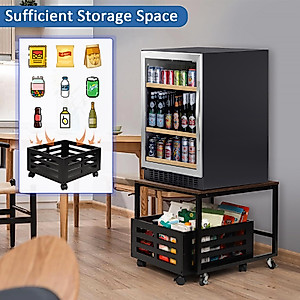 Echaprey Mini Fridge Stand with Storage Drawer Basket, Mobile Small Refrigerator Stand with Wheels Fridge Stand Spacecare Office Pantry Dorm Living Room Kitchen Appliance Storage Rolling Cart