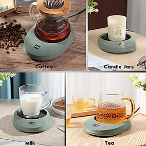 Oroton Mug Warmer for Coffee and Tea, Auto Shut Off,4.3 Inch Large Heated Plate,8 Temperature Settings, 1-8 Hour Timer Settings, Smart Coffee Warmer Plate Milk Tea Water(Green)