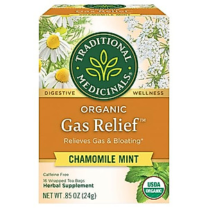 Traditional Medicinals Organic Gas Relief Chamomile Mint Herbal Tea, Relieves Gas & Bloating, (Pack of 1) - 16 Tea Bags