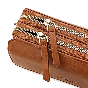 Small Purses For Women Cellphone Crossbody Bags RFD Wallet Purse Shoulder Handbag With Wristlet Strap (Dark Brown)