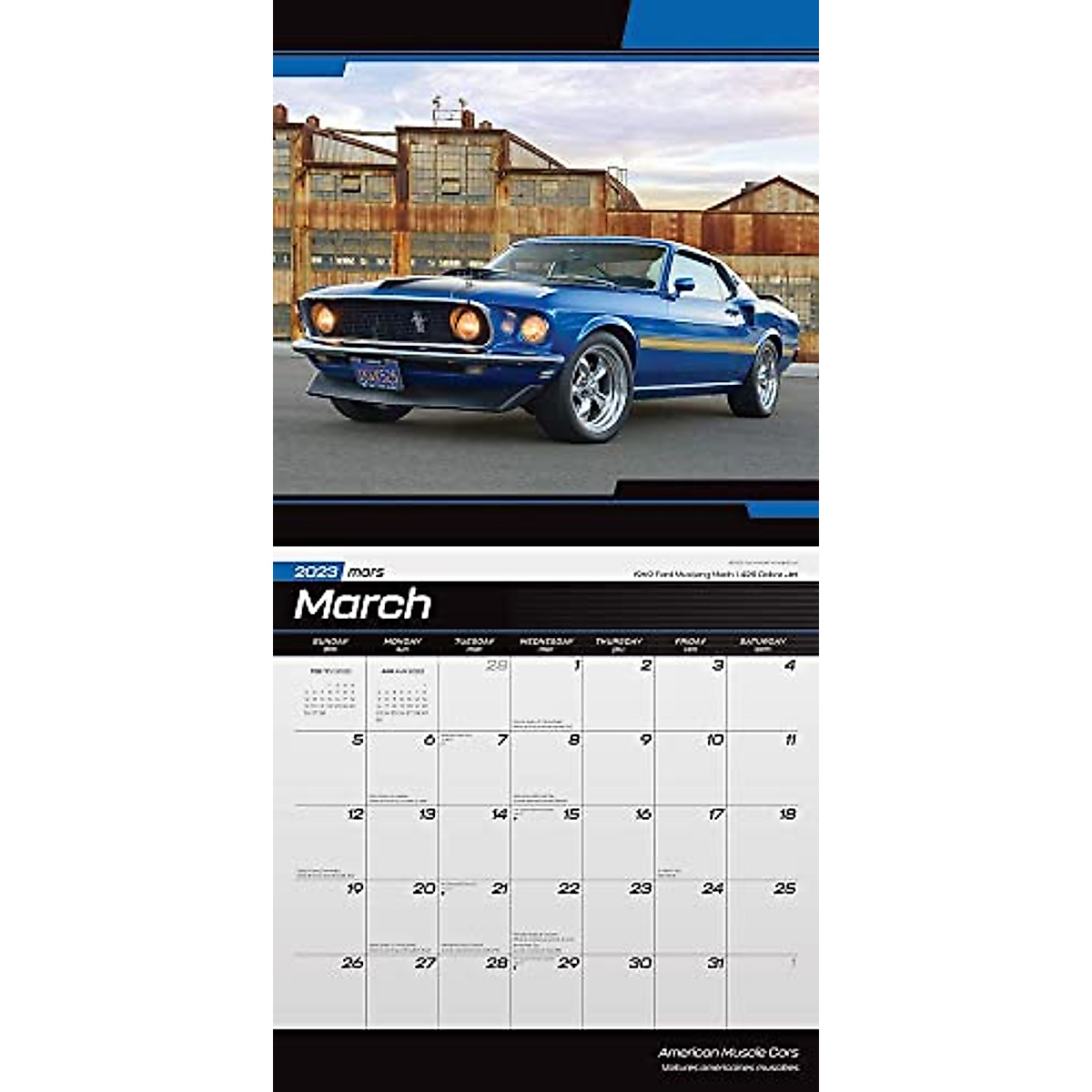American Muscle Cars OFFICIAL | Voitures Américaines Musclées OFFICIEL | 2023 12 x 24 Inch Monthly Square Wall Calendar | Foil Stamped Cover | English/French Bilingual | BrownTrout | USA Motor Ford Chevrolet Chrysler Oldsmobile Pontiac