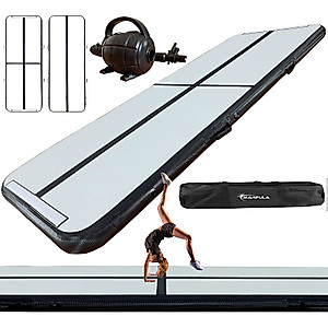 Marfula Inflatable Air Tack Mat Gymnastics Mat Training Mats 4 inches Thickness With Carry Bag/Pump For Home Use/Training/Cheerleading/Yoga/Water