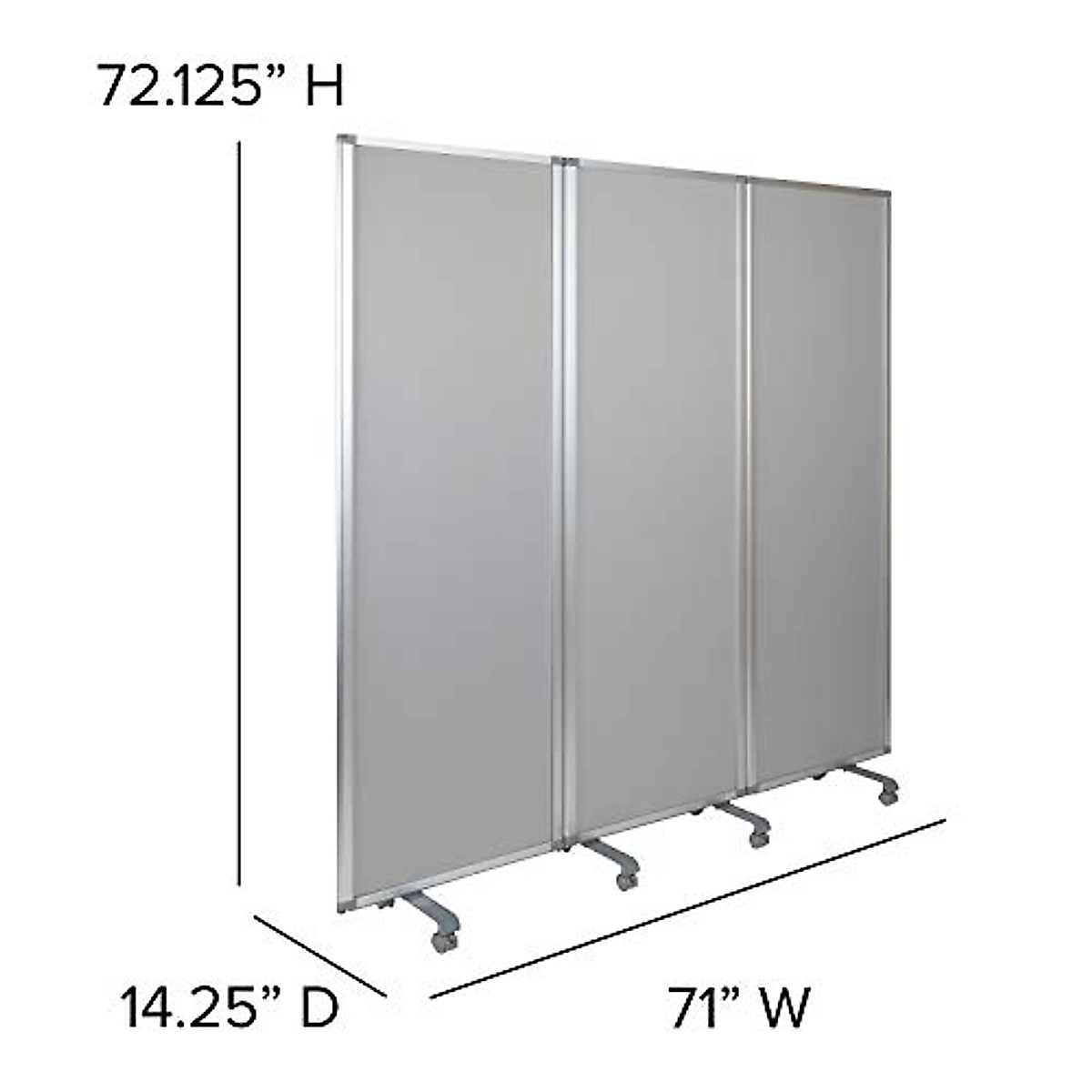 Flash Furniture Raisley Double Sided Mobile Magnetic Whiteboard/Cloth Partition with Lockable Casters, 72"H x 24"W (3 sections included)