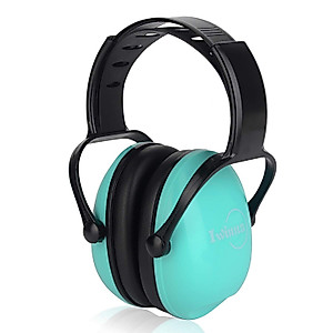 Iwinna Kids Ear Protection Safety Ear Muffs, Noise Cancelling Headphones for Childrens, Adjustable Headband Ear Dfenders for Concerts, Fireworks, Air Shows, Green