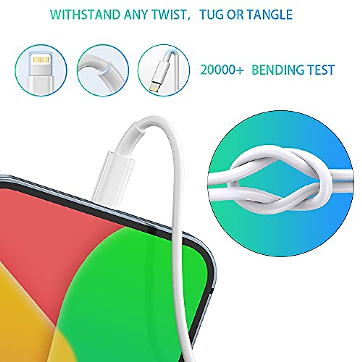 JAHMAI iPhone Charger, 5Pack 6ft Lightning Cable[Apple MFi Certified] Fast Charging High Speed Data Sync Phone Cord Compatible with iPhone 14 13 12 11 Pro Max XS MAX XR XS X 8 7 Plus 6S SE iPad Mini