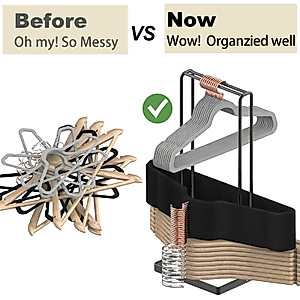 TOFIIGREM Hanger Organizer Hangers Storage, Hanger Rack Holder for 80 Velvet Hangers Plastic Hangers Wire Hangers Wood Hangers Closet Space Saving, Sturdy Clothes Hanger Stacker (Black)