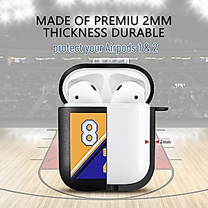 Basketball Headphone case Compatible with Airpods 2&1 Cover [8/24] Basketball Jersey Unique Design Mamba Spirit with Keychain Soft Skin Black Protective Case for Fans Boys Girls Teen