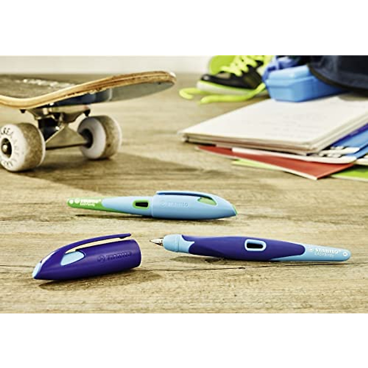 Ergonomic School Fountain Pen - STABILO EASYbirdy - M Nib - Right Handed - Turquoise/Neon Pink