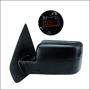 Perfit Zone Towing Mirror Replacement Fit for 2004-2006 F150, POWER HEATED,W/AMBER SIGNAL,BLACK,LEFT(Driver Side)