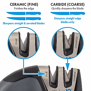 KitchenIQ 50009 Edge Grip 2-Stage Knife Sharpener, Black