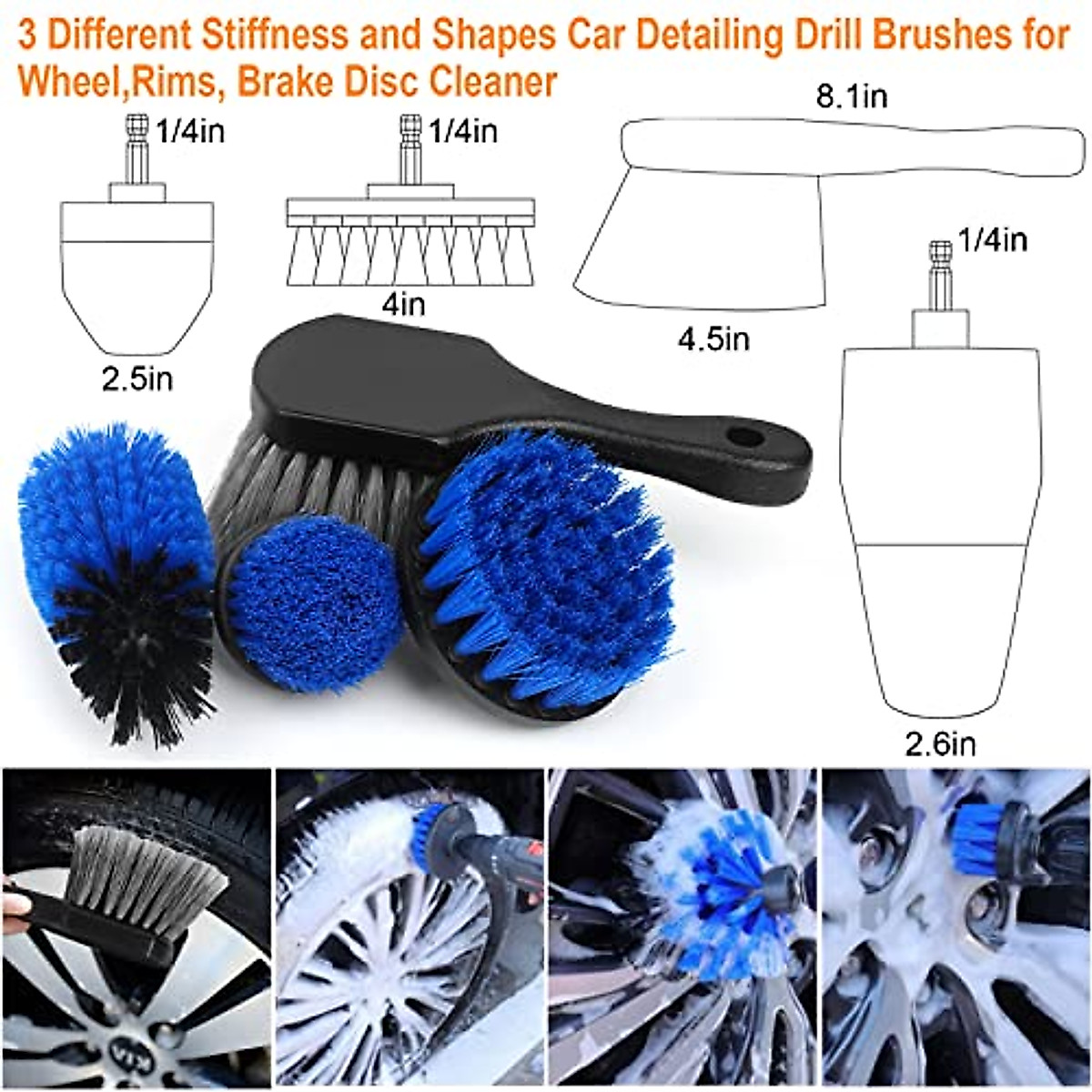 WANTERONG 23Pcs Car Detailing Brush Kit: Car Detailing kit, Auto Detailing Drill Brush Set, Car Detailing Brushes Wash Kit, Car Cleaning Tools Kit for Automotive Interior Exterior Wheel Rim Dashboard