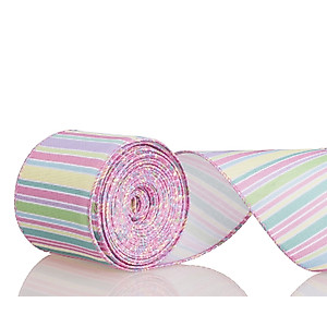 ATRBB Easter Wired Ribbon,2 1/2 Inch by 10 Yards Easter Egg Bunny Carrots Ribbon for Gift Wrapping,Wreath and Party Decoration