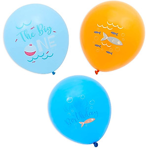 BLUE PANDA - The Big One Balloons for 1st Birthday Party, Ofishally 1 Decorations (61 Pieces)