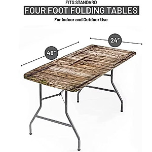 Polyester Rectangle Fitted Elastic Edge Table Cloths, 4 ft-(24" x 48"), Wooden Grain Barn Door Polyester Waterproof Wipeable Table Cloth, for Outdoor Picnic Camping and Indoor Kitchen Dining Party