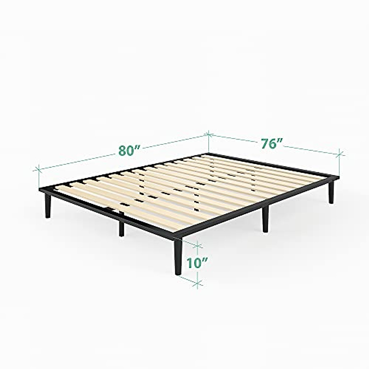 Zinus Parker Platform Bed with Tapered Legs / Wood Slat Support / No Box Spring Needed / Easy Assembly, King