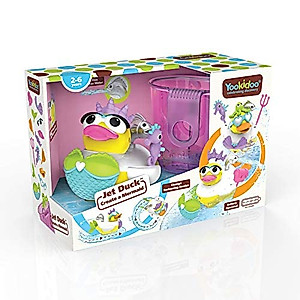 Yookidoo Jet Duck Mermaid Bath Toy with Powered Water Shooter - Sensory Development & Bath Time Fun for Kids - Battery Operated Bath Toy with 15 Pieces - Ages 2+