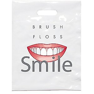 Brush Floss & Smile Dental Giveaway Bags, 9" x 12", 100 Pack