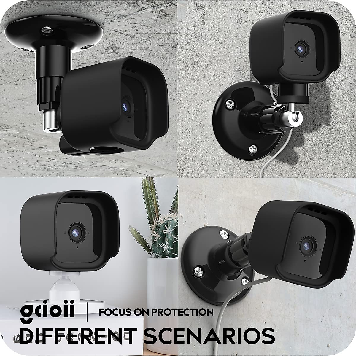 Blink Mini Wall Mount Bracket with Protective Case，Weather Proof 360 Degree Protective Adjustable Indoor/Outdoor Small Mount(1 Pack Black，Camera not Included)