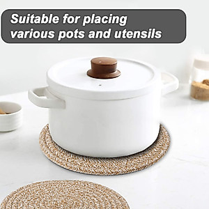 Trivet Round Hot Pads 4pcs 11.8 Inches Diameter 100% Eco Pure Cotton Thread Weave Trivets for Hot Pots and Pans/Kitchen Trivets for Hot Dishes Hot Pot Holders