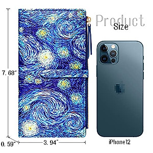 KUKOO Women Wallet Ultra Slim RFID Credit Card Holder Thin Bifold Clutch Checkbook Wallets with Zipper Pocket