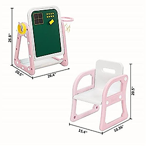 Walnut New 52cm * 67cm * 68cm Plastic Children's Table and Chair Drawing Board Set with Shooting Ring 1 Table and 1 Chair (Color : D)