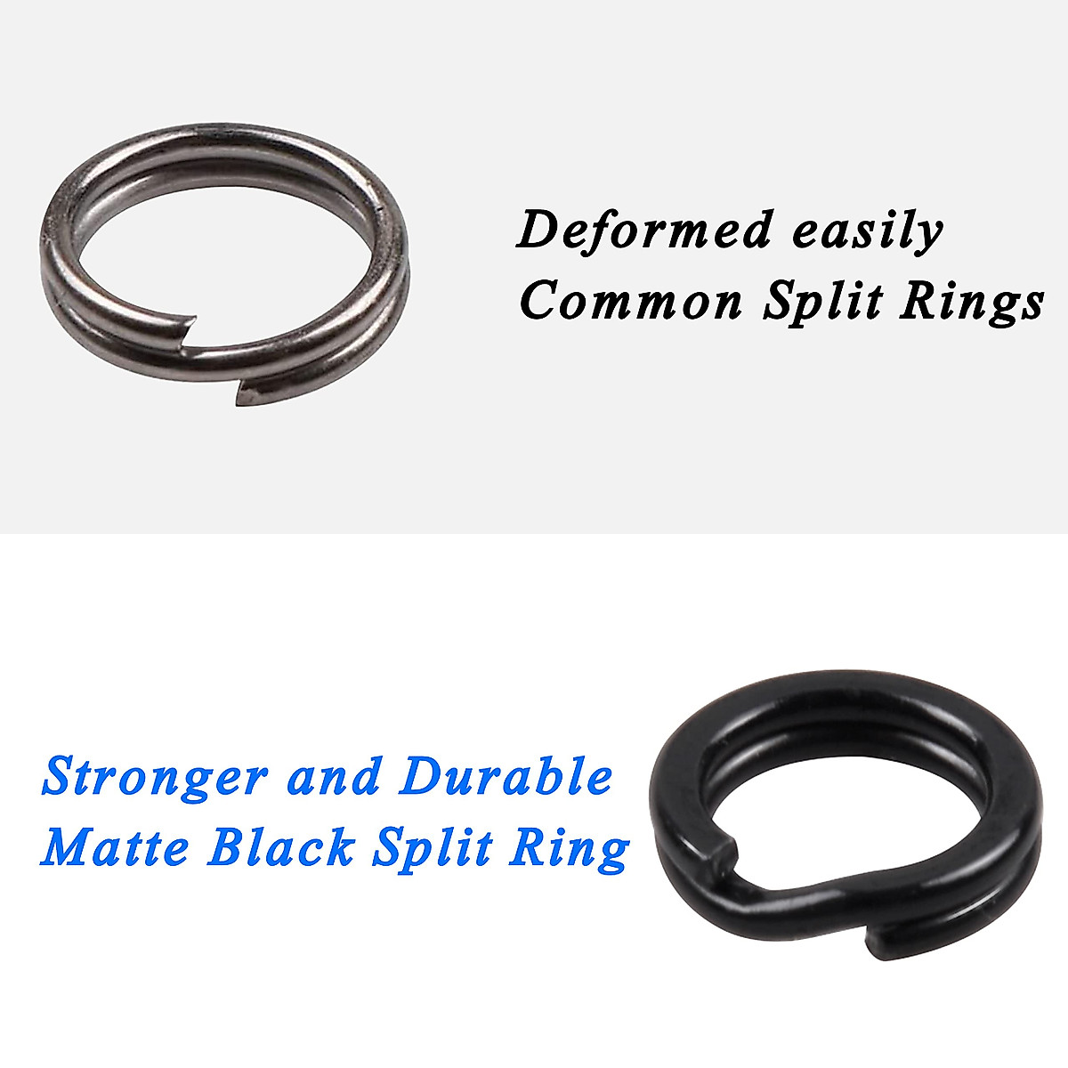 Stainless Steel Split Ring for Fishing Lures 200pcs Jig Split Ring Saltwater Fishing Tackle Line Connector Split Rings Freshwater Loop for Lure Making (Black)