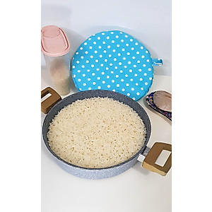 DLK - 2 X Thick Fabric Steam Catcher - Cotton Steaming Cloth Cooking - (8-11) / (20-28) cm Rice Lid Cover, Rice Brewing Cover - Steam Trap Set of 2 - Blue (RCC)