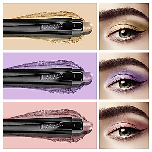 LUXAZA 3PCS Cream Eyeshadow Stick,Neutral Eye Shadow Sticks Makeup Pencil For Eyes,Eye Brightener Stick Highlighter Makeup,Waterproof & Long Lasting Shadow Stick And Eyeliner Pen Set